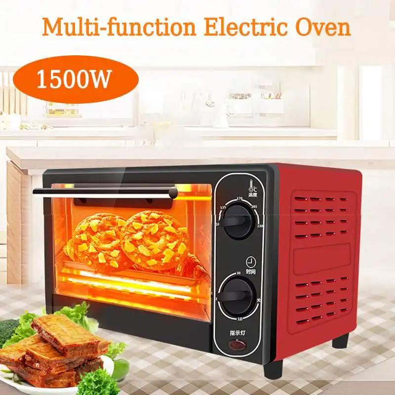 Mini horno eléctrico de acero inoxidable para el hogar de 12L y 1500W, máquina para hornear pan ...