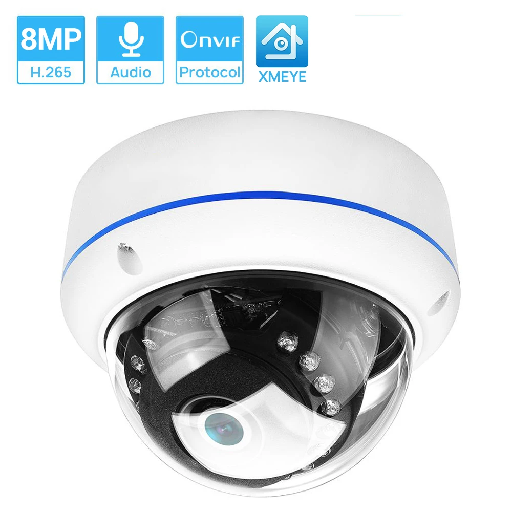 8mp 4k Ultra Hd Onvif Ip Camera Vandal-proof Waterproof Outdoor Dome ...