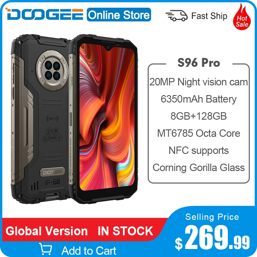 Doogee s96 pro robusto móvel 8gb ram 128gb rom 6.22 "hd + 48mp 6350mah infravermelho visão ...