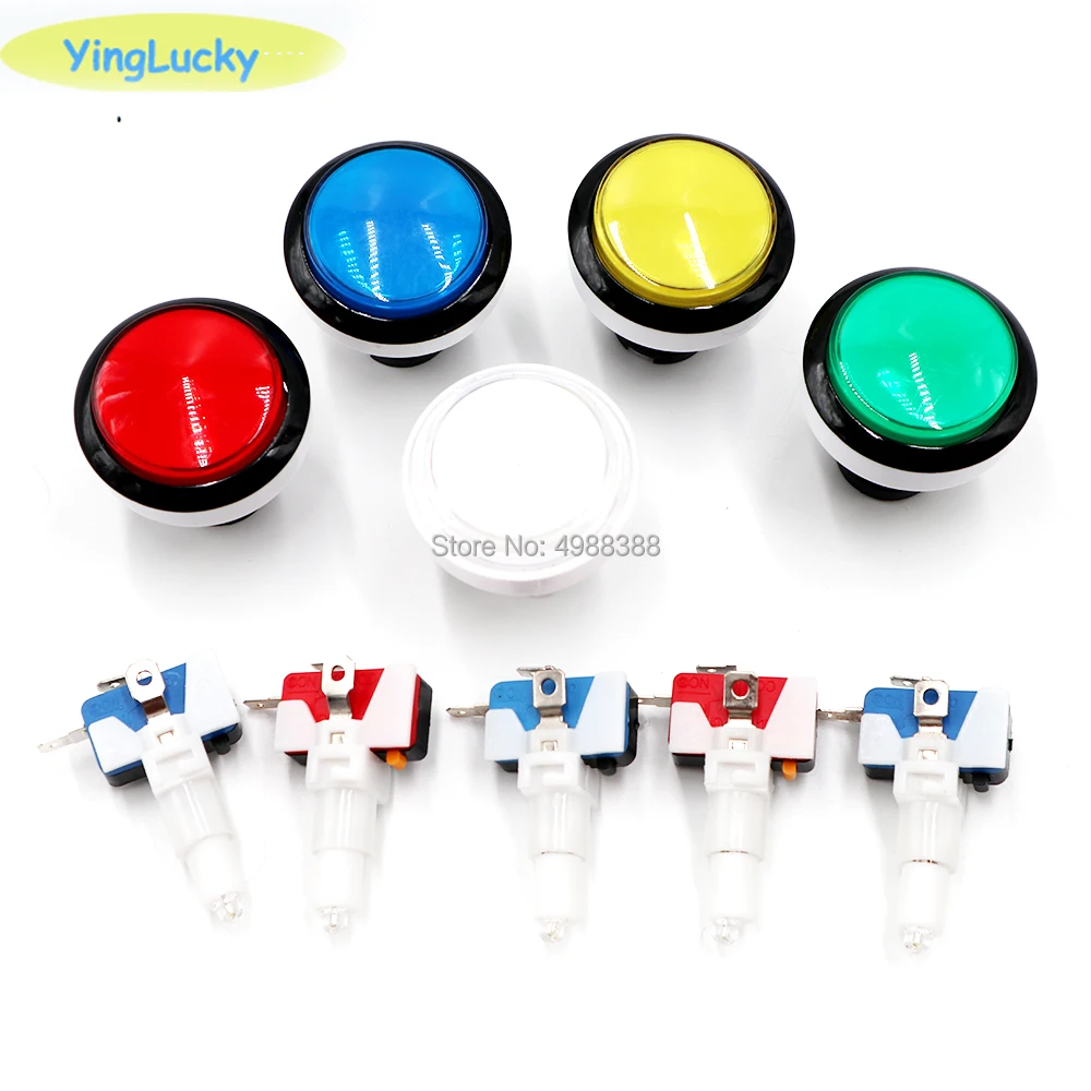 1pcs-46mm-12V-arcade-led-illuminated-round-button-with-microswitch-for-Arcade-game-machine ...