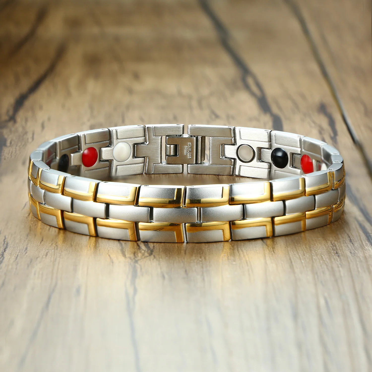 Vinterly Health-Pulseiras Magnéticas para Homens, Aço Inoxidável, Faixa ...