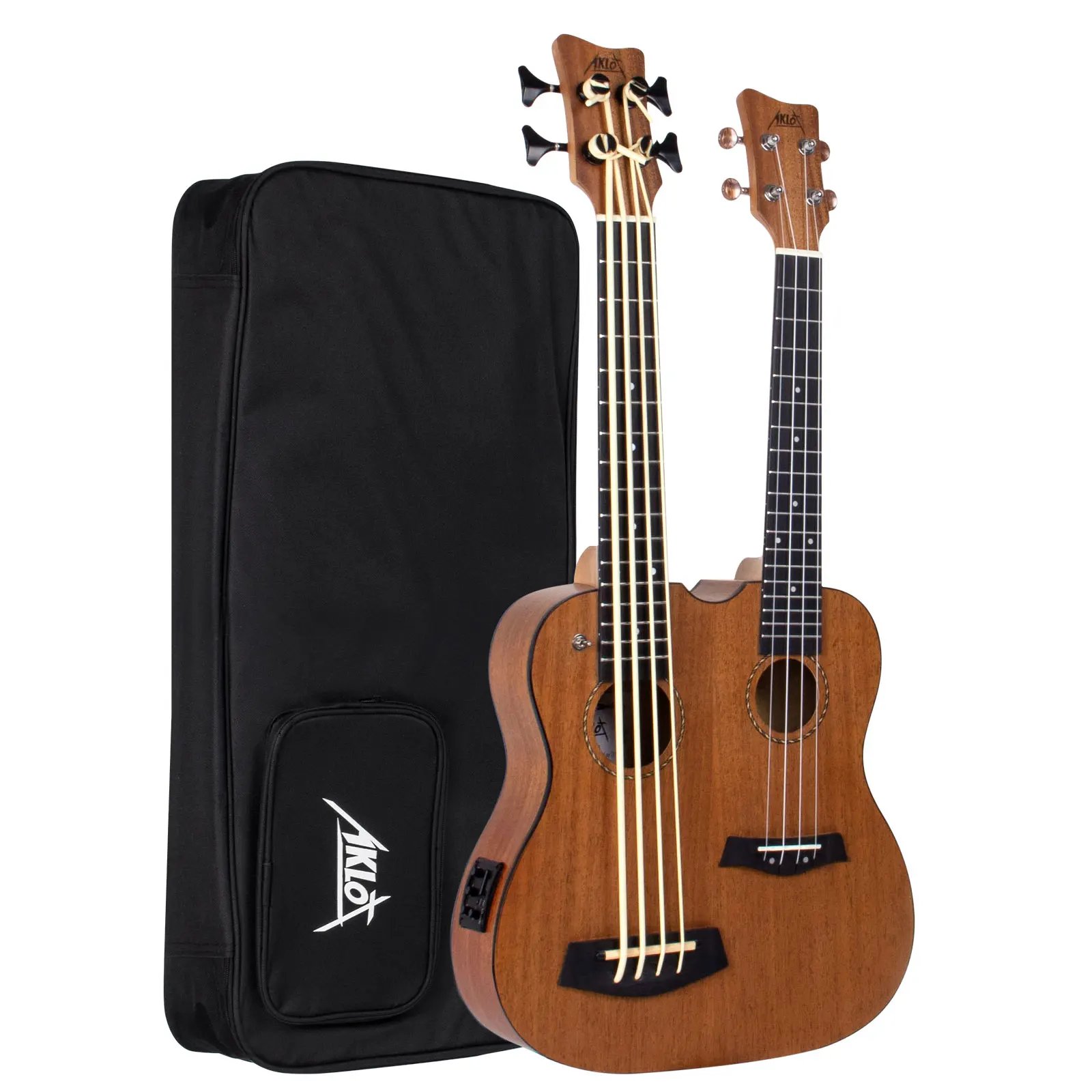 Aklot-Professional-28-Inch-Ukulele-Double-Neck-Headstock-Ukulele-and ...