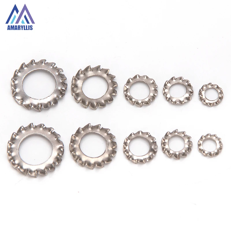 M3 M4 M5 M6 M8 M10 M12 304 Stainless Steel External Toothed Serrated Lock Washer Gasket Rings ...