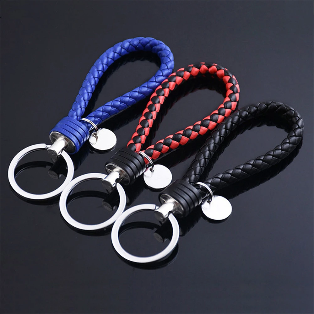 PU-Leather-Strap-Keychains-Weaving-Rope-Chain-Key-Ring-Cute-Car-Keyring ...