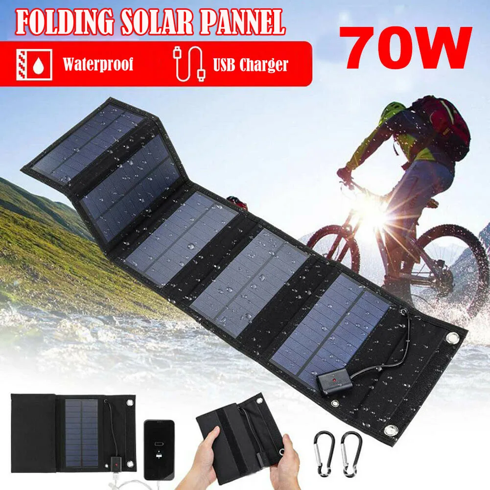 70w Foldable Usb Solar Panel Solar Cell Portable Folding Waterproof ...