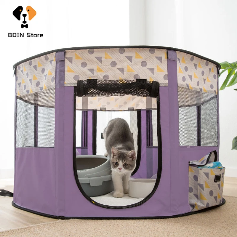 Cat-Dog-Tent-Delivery-Room-Folding-Portable-Pet-Octagon-Cage-Outdoor ...