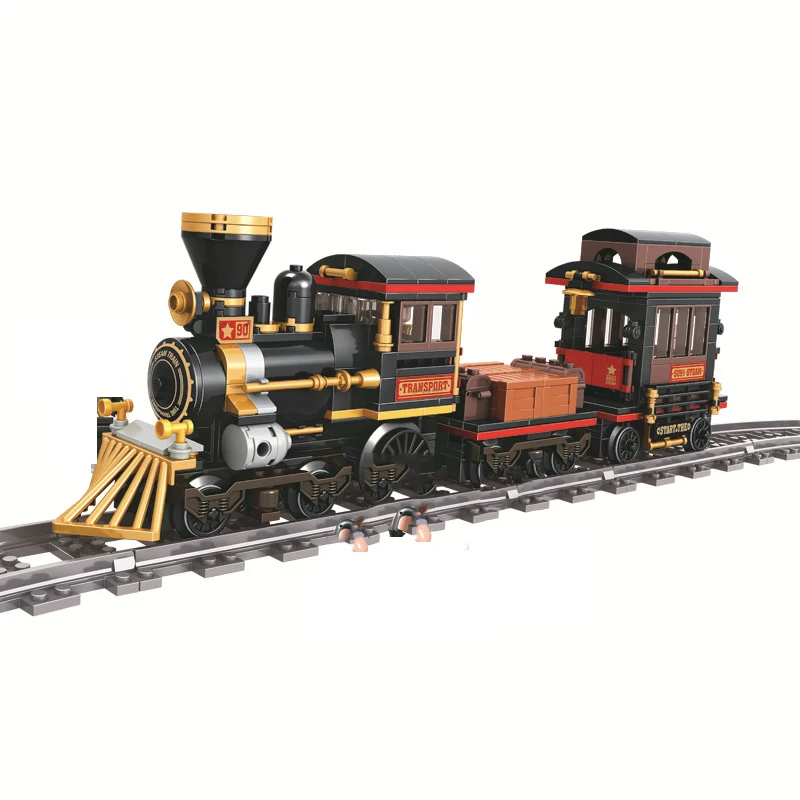 Classic Steam Train City 473pcs High-tech Building Block Enlighten Rail ...