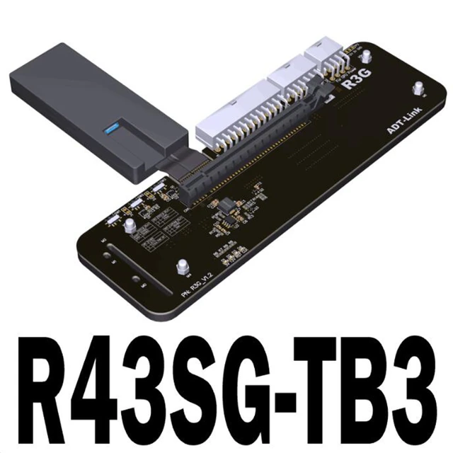 New PCIe3.0 x16 To TB3 Extension Cable Stand Bracket PCI-e Riser Cable ...