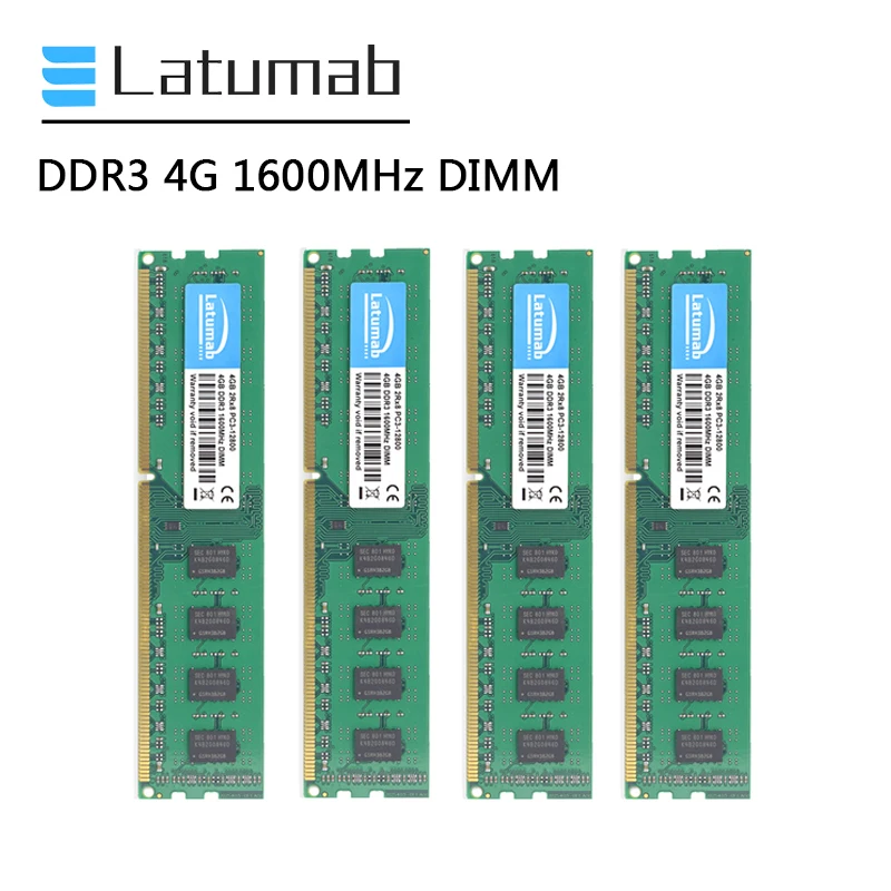 Latumab Memoria RAM DDR3 para ordenador de escritorio, 4GB, 8GB, 16GB, 1600MHz, PC3 12800, DIMM ...
