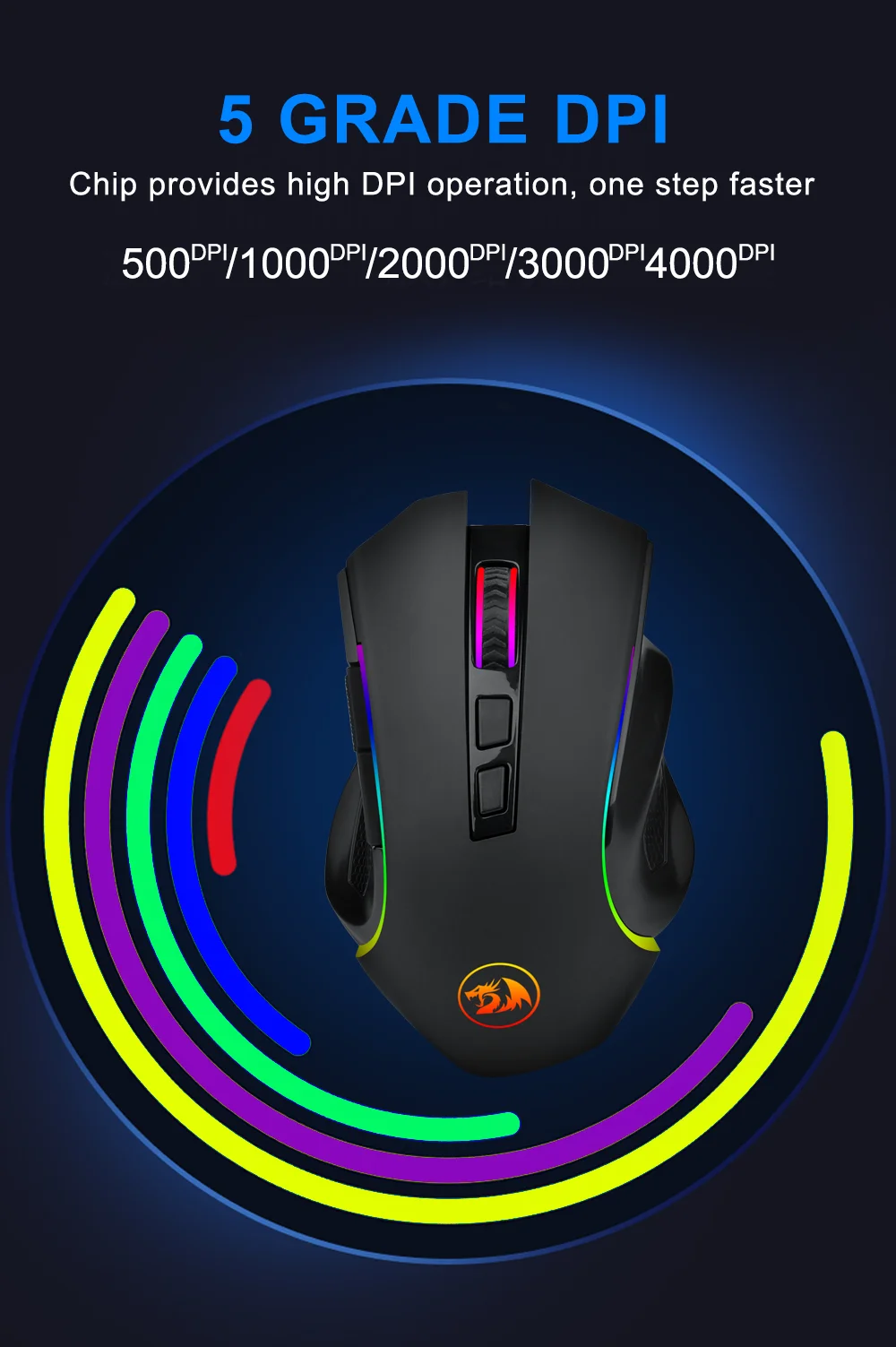 REDRAGON Griffin M602 KS RGB USB 2.4G Wireless Gaming Mouse 8000 DPI 8 ...