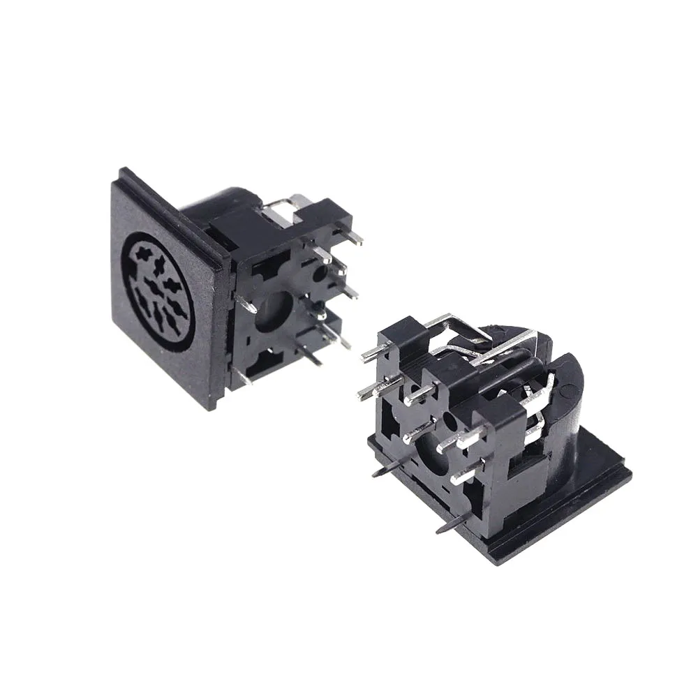 5pcs Din Socket 8 Position Female 8 Pin Pcb Right Angle Through Holes ...