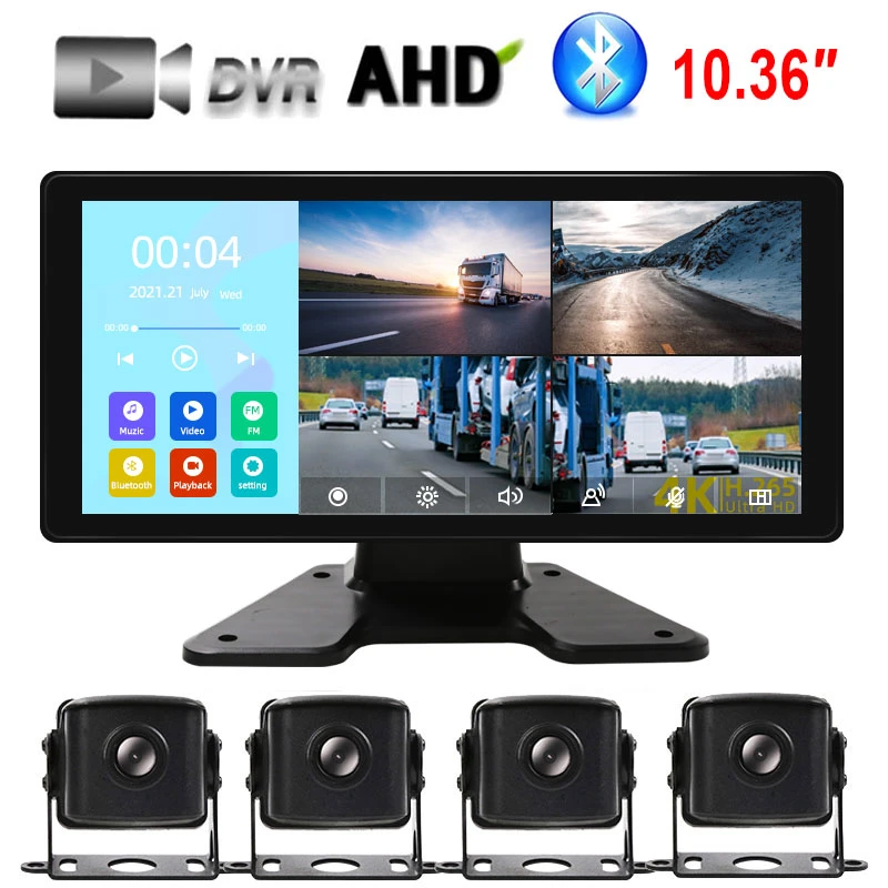 10.36 Inch Ips Touch Screen Car Monitor 4ch Surveillance Camera Ahd ...