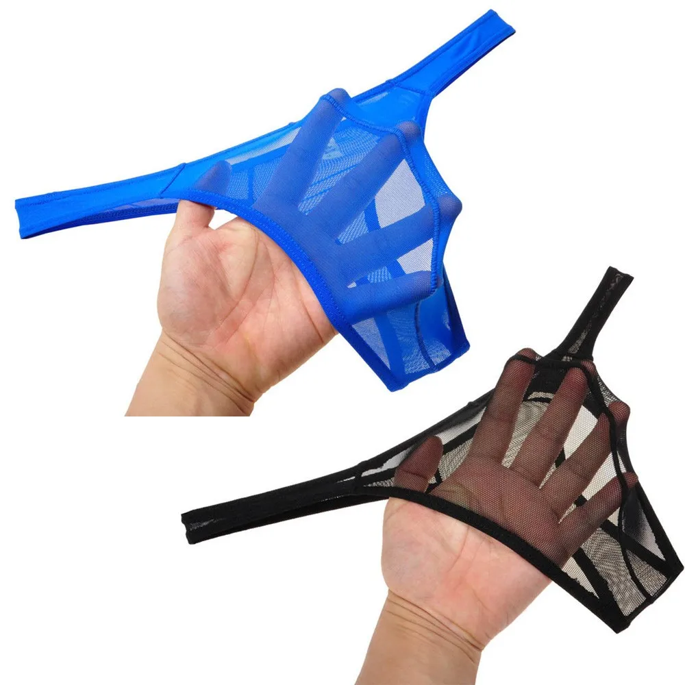 Men Ultra-thin T-back Sexy Sheer Mesh Smooth Underwear Ice Silk Comfortable Underpants ...