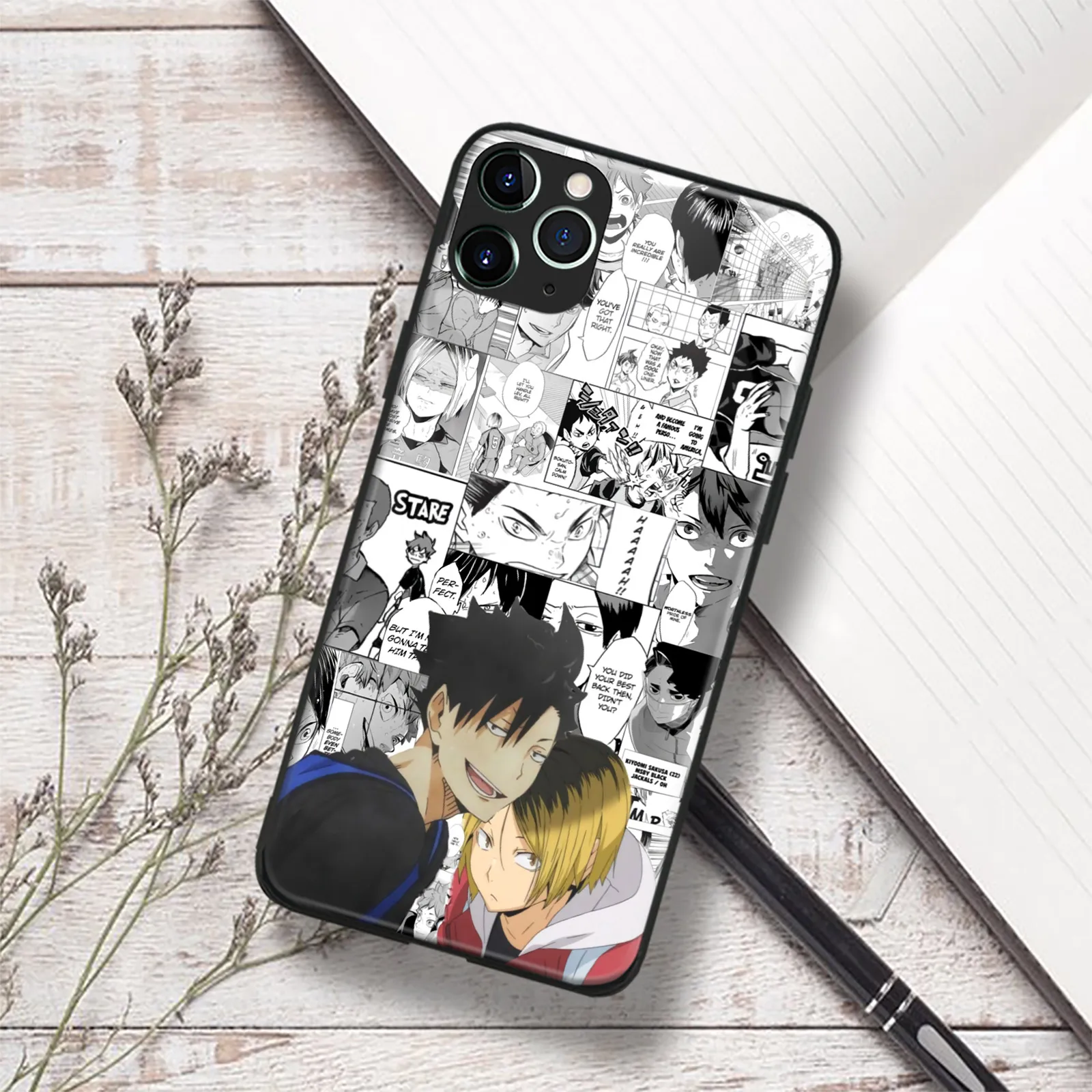 Kuroo Kenma Haikyuu funda de silicona para teléfono, carcasa de cristal ...