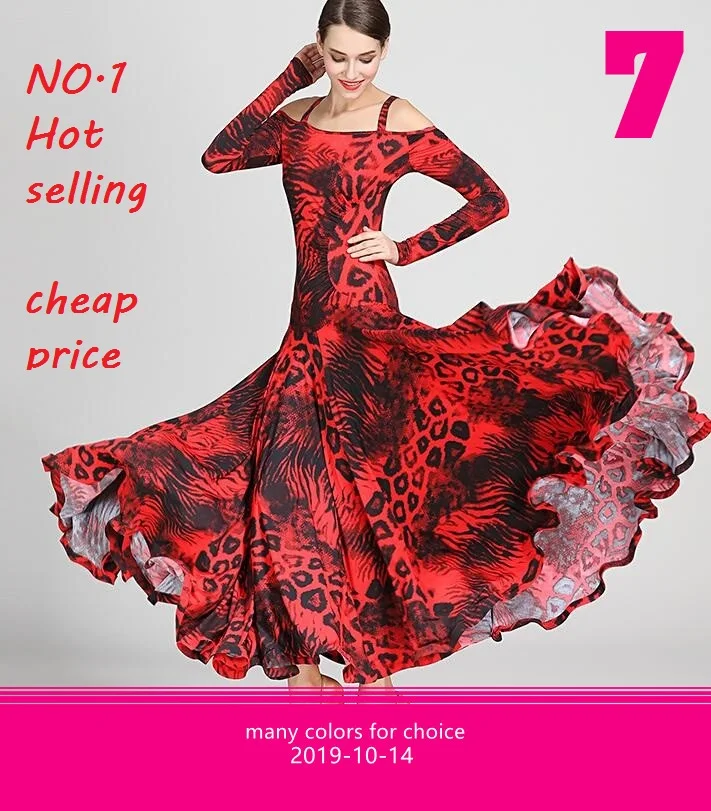 Impressão preta vestido de valsa de salão de baile rumba padrão vestido ...