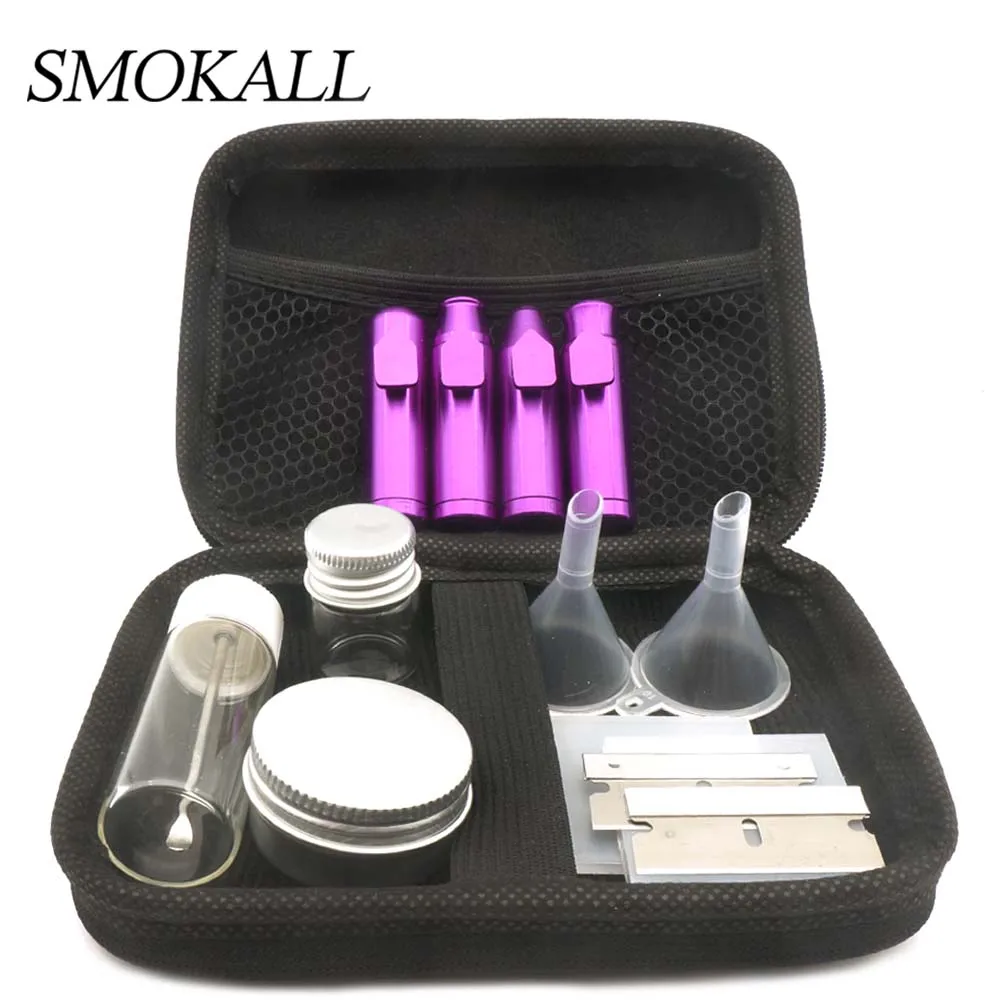 1Set Aluminum Sniffer Snuff Snorter With Dispenser Spoon Plastic Funnel ...