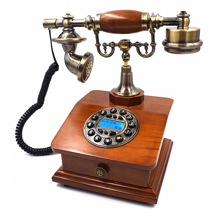 Telefone antigo de madeira, telefone vintage para casa com gaveta ...