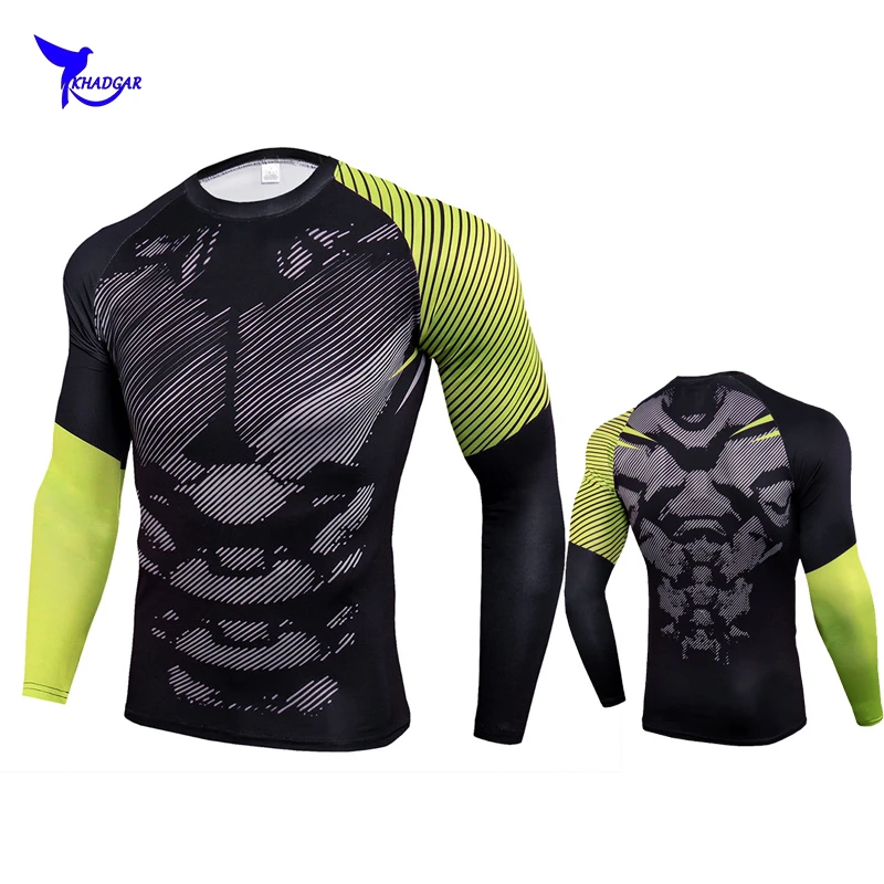 Compression Round Collar Running T Shirts Men Quick Dry Long Sleeve ...