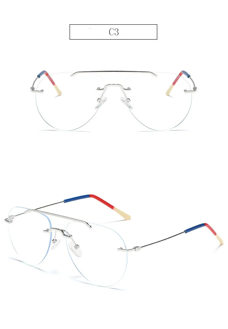 Hdcrafter Unisex Rimless Round Double Bridge Alloy Frame Eyeglasses ...