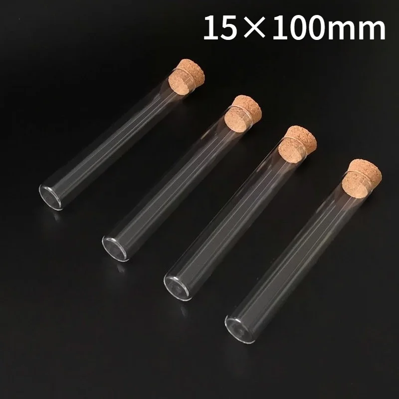 24pcs/lot 15x100mm Clear Flat Bottom Glass Test Tube With Cork Stoppers ...