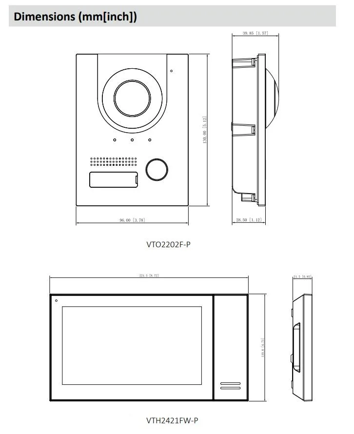 Video Intercoms Kits IP Villa Outdoor Station VTO2202F-P & Indoor ...