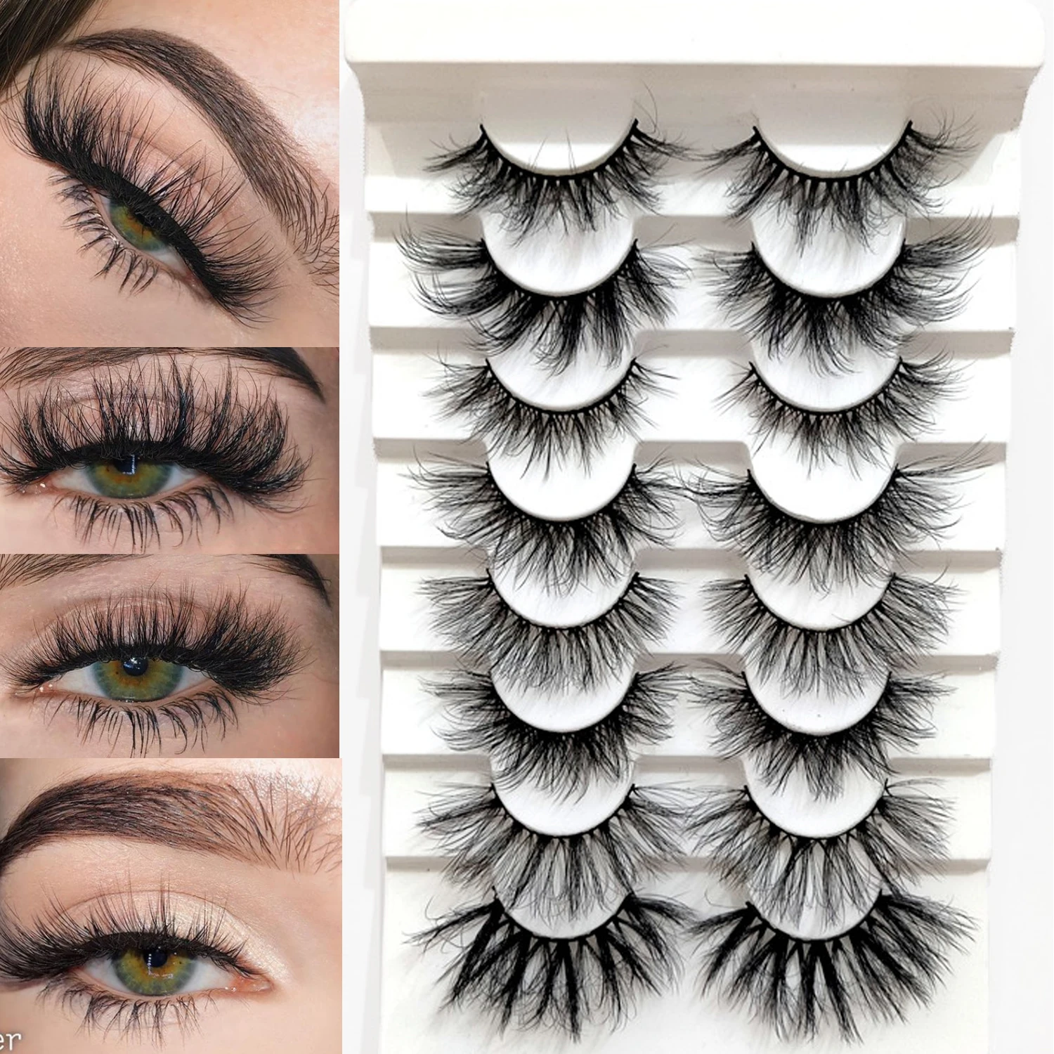 5-8Pairs-18cm-3D-Faux-Mink-Hair-False-Eyelashes-Mixed-Style-Fluffy ...