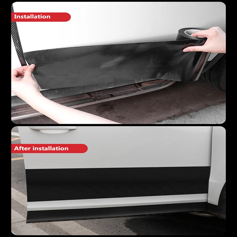 10CM Carbon fiber Car Stickers Bumper Protector Strip Auto Door Anti ...