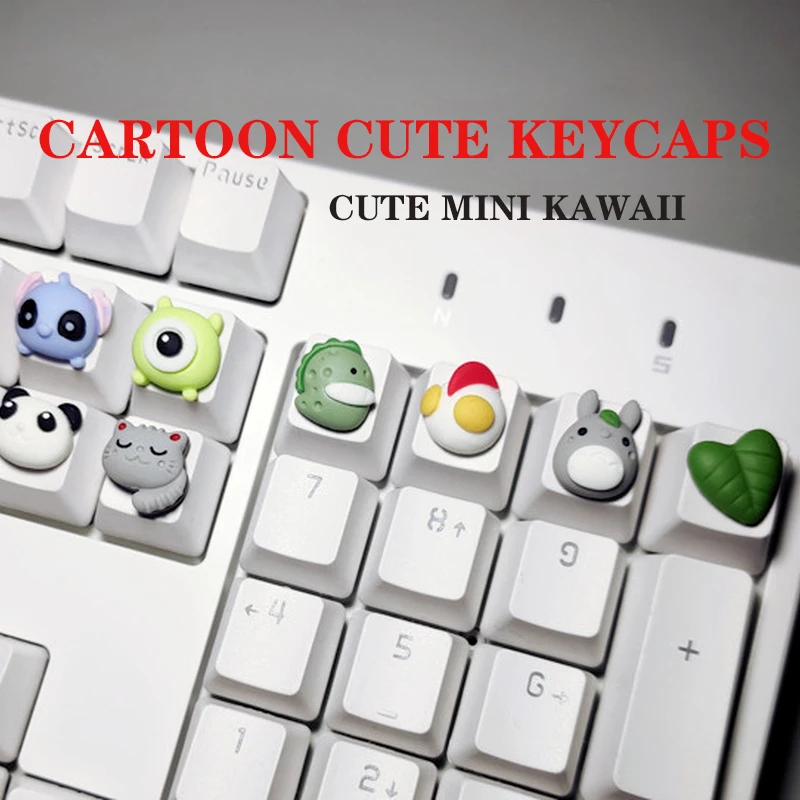 Personalized Keycaps Cute Mini Kawaii R4 Height Cartoon Pink White ...