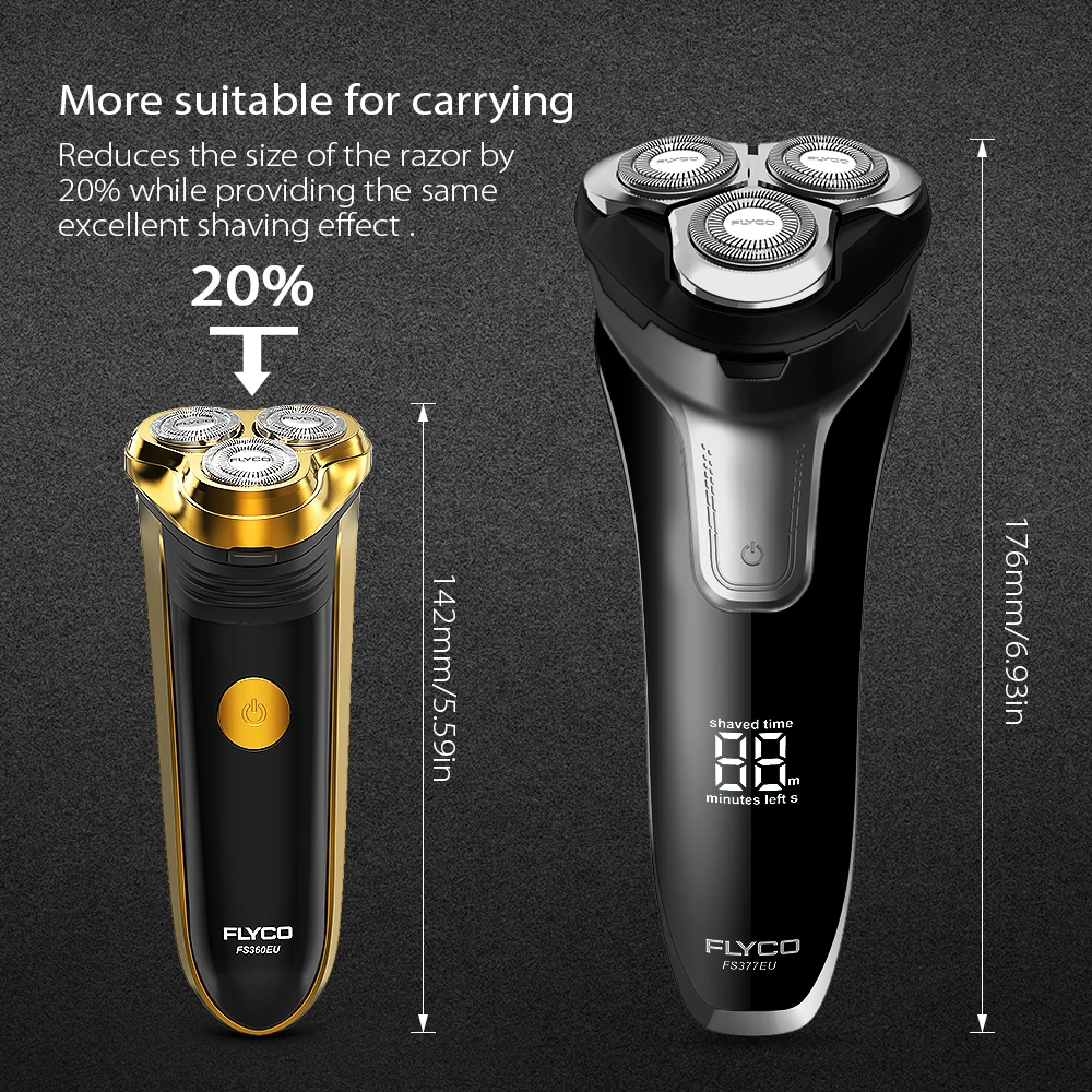 FLYCO FS360EU Rechargeable Electric Shaver Rotary Razor Beard Trimmers ...