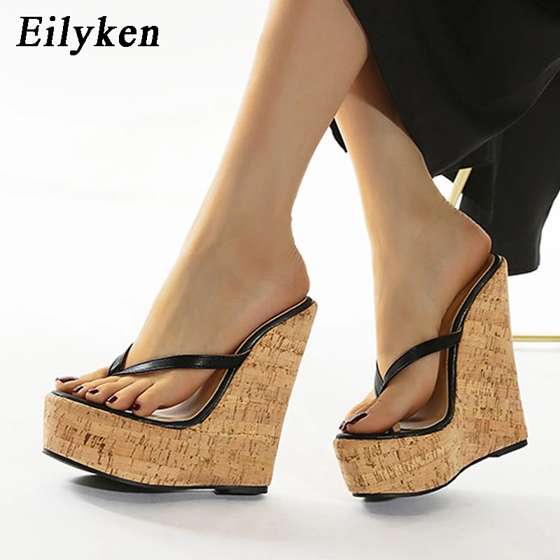 Eilyken Summer Beautiful Ladies Super High-heeled Platform Flip Flops ...