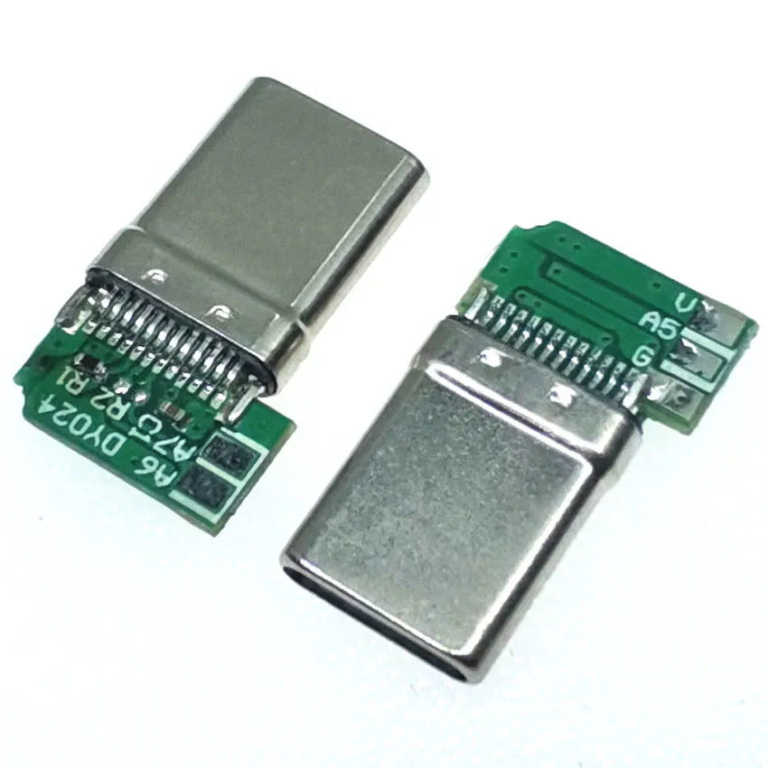 10PCS Type-C five pad male USB welding wire male socket 24pin with ...