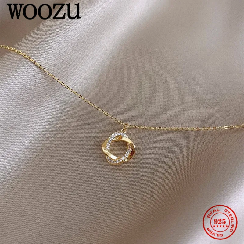 WOOZU-925-Sterling-Silver-Korean-Romantic-Cross-Flower-Pendant-Necklace-For-Women-14k-Gold ...