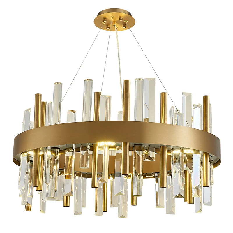 Lewor Aurous Gold/Titanium Black Crystal Chandelier - Lewoer Lighting