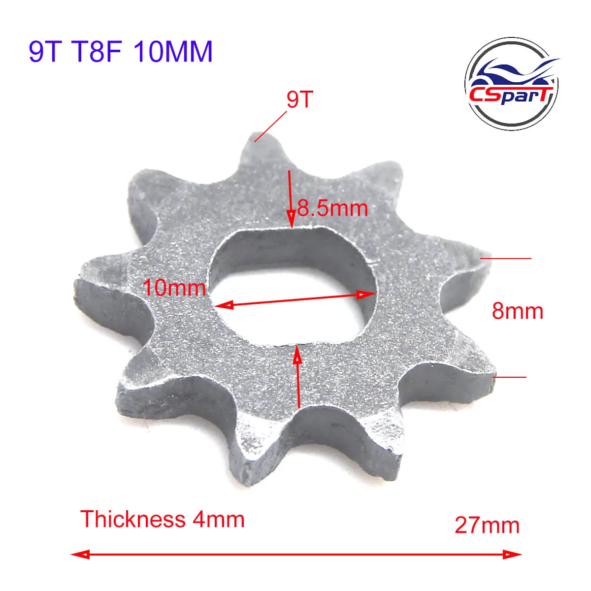 9 Tooth 9t T8f Oval 10mm Razor Evo X-treme Izip Gear Sprocket 500w 800w ...