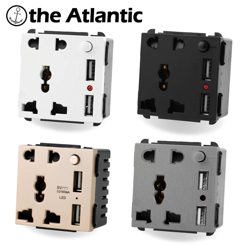 S Series 2 3 Pin Universal Power Socket With Dual USB Ports Module ...