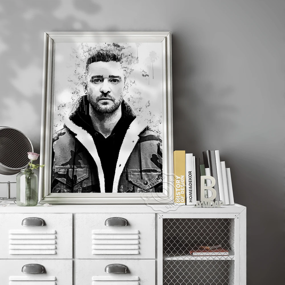 Justin Timberlake Black And White Painting