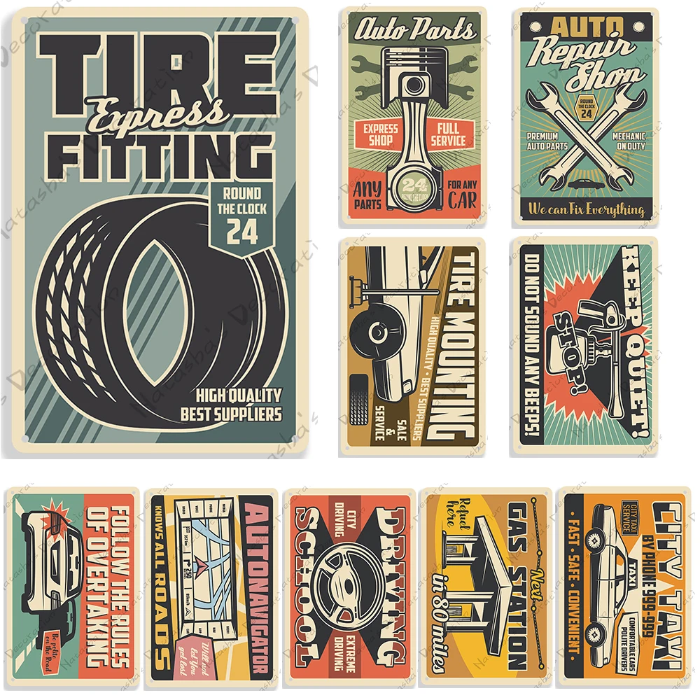 Car-Service-Metal-Signs-Vintage-Poster-Rusty-Metal-Tin-Sign-Car-Engine ...