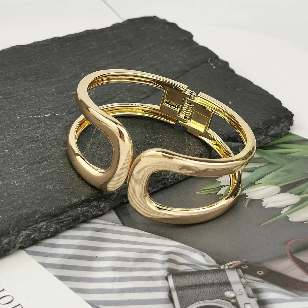 Alloy Big Bangles Bracelets Trendy Metal Geometric Statement Cuff ...