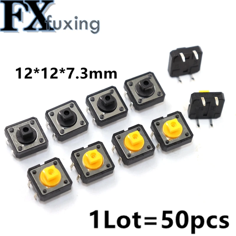 50PCS 12x12x7.3 mm Tactile Switches Square Push Button Tact Switch 12 ...