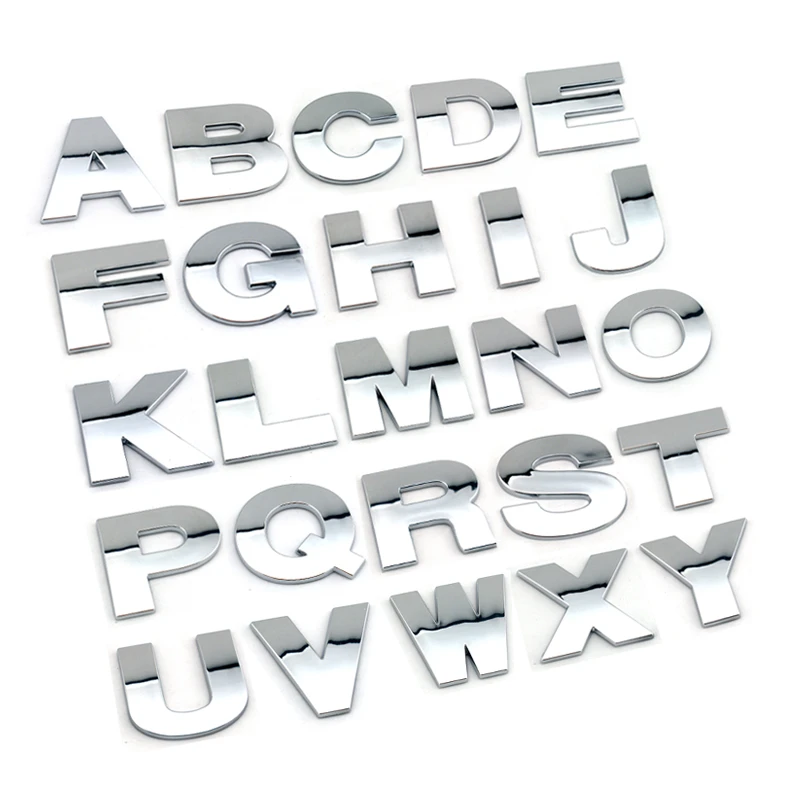 Diy 50mm High Big Plastic 3d Chrome Letters Self Adhesive Alphabet Car ...