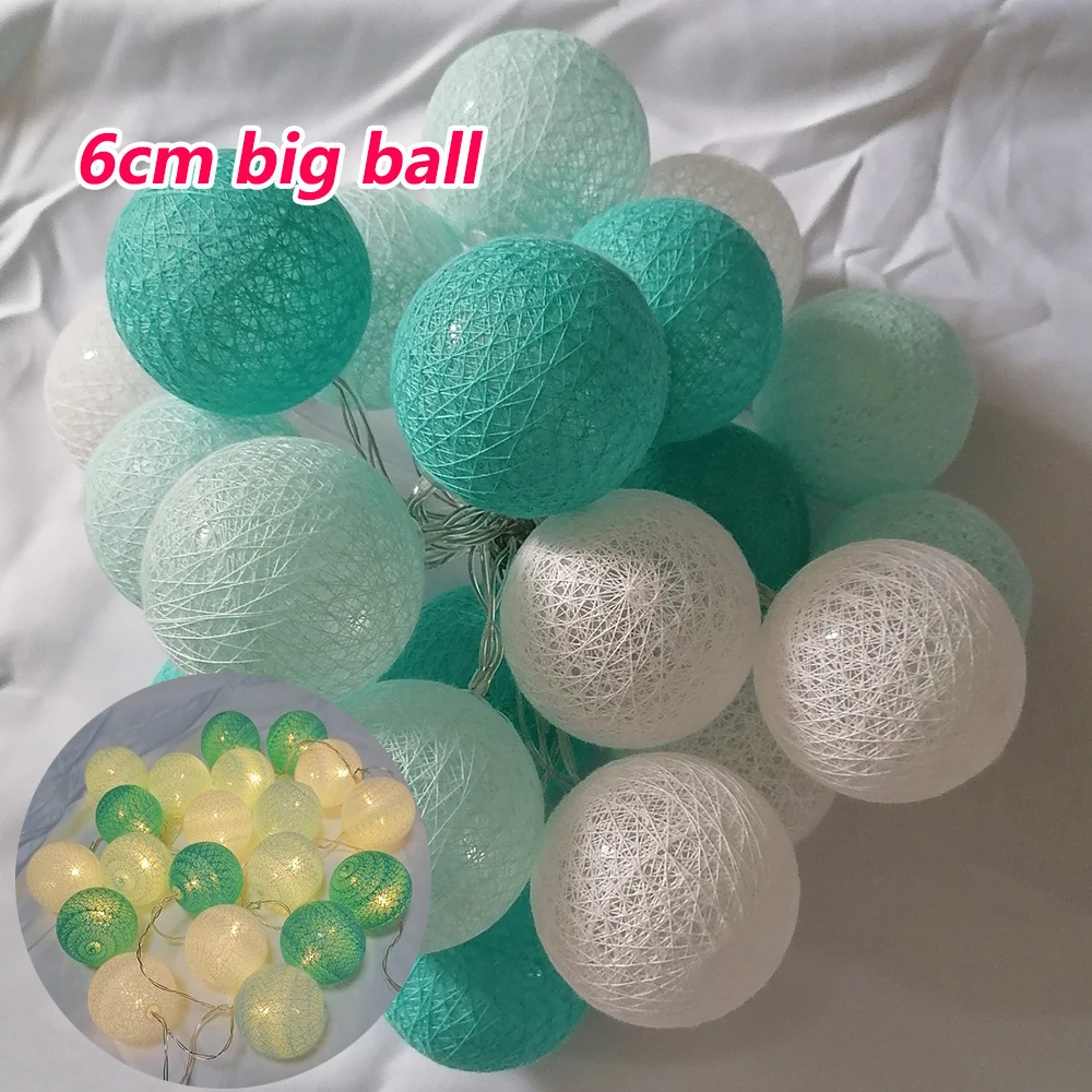 6CM Cotton Balls Led Lights String Christmas Wedding Bedroom Patio ...