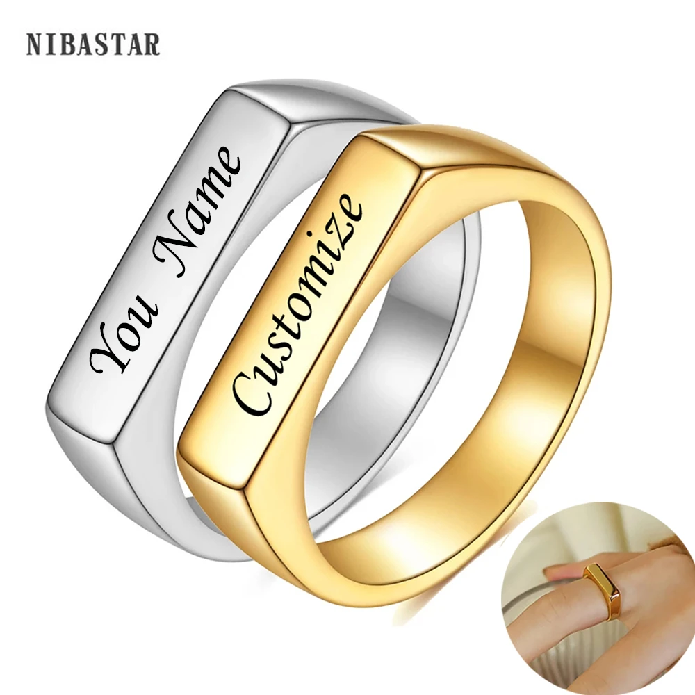 Custom Rings Engraved With Your Name Text Signature Handwriting Women ...