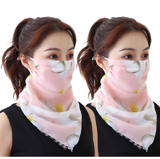 Sun Protection Mask Scarf Silk Neck Scarf （2Pcs） - Worth Buy Store