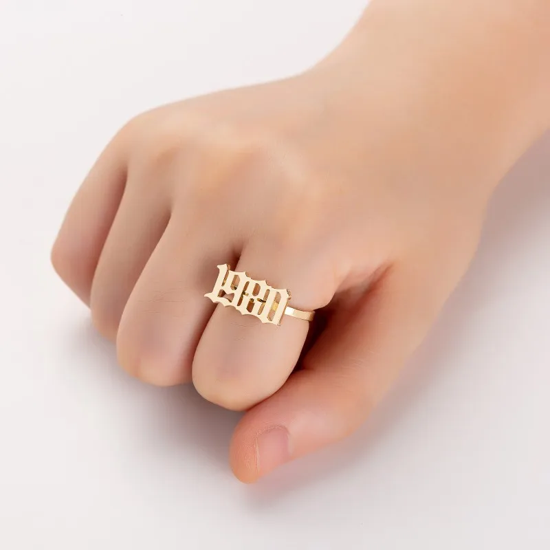 Todorova Old English Number Rings For Women Men Jewelry Year Ring 1990 ...