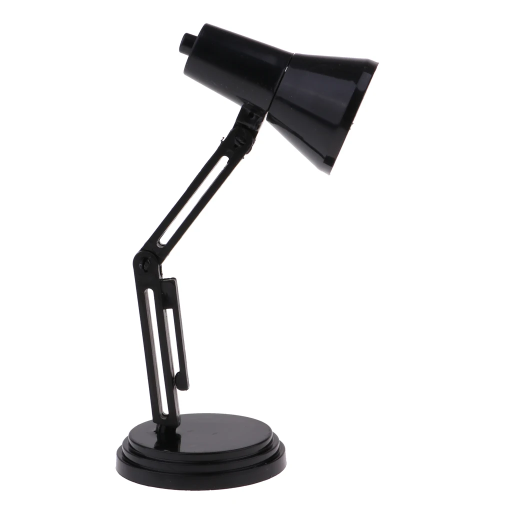 Model Lampu Meja LED Mini 1/6 untuk Aksesori Furnitur Rumah Boneka Hitam