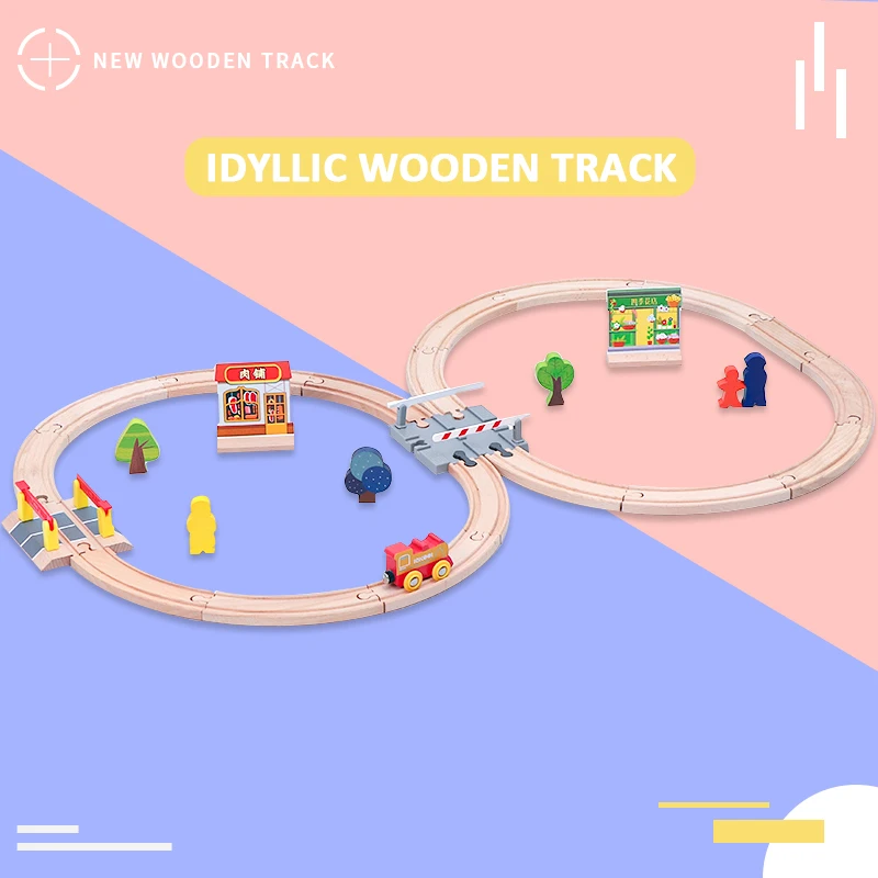 Tren magnético eléctrico de madera para niños, juego de vías simples, Compatible con pista Brio ...