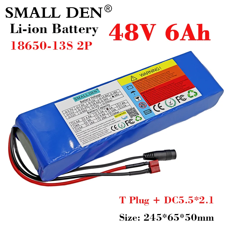 48v-6Ah-18650-lithium-battery-pack-13S2P-6000mAh-500W-High-Power-54-6V ...