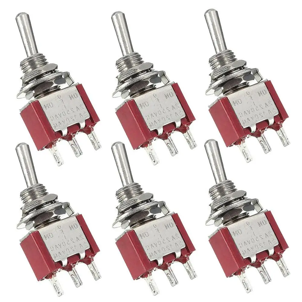 10pcs Mini Toggle Switch 3 Pin 3 Position Momentary (on)-off-(on) Spdt ...
