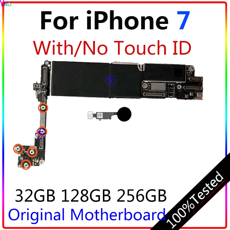 Original For Iphone 7 Motherboard With/no Touch Id Unlocked For Iphone7 Logic Board Clean Icoud ...