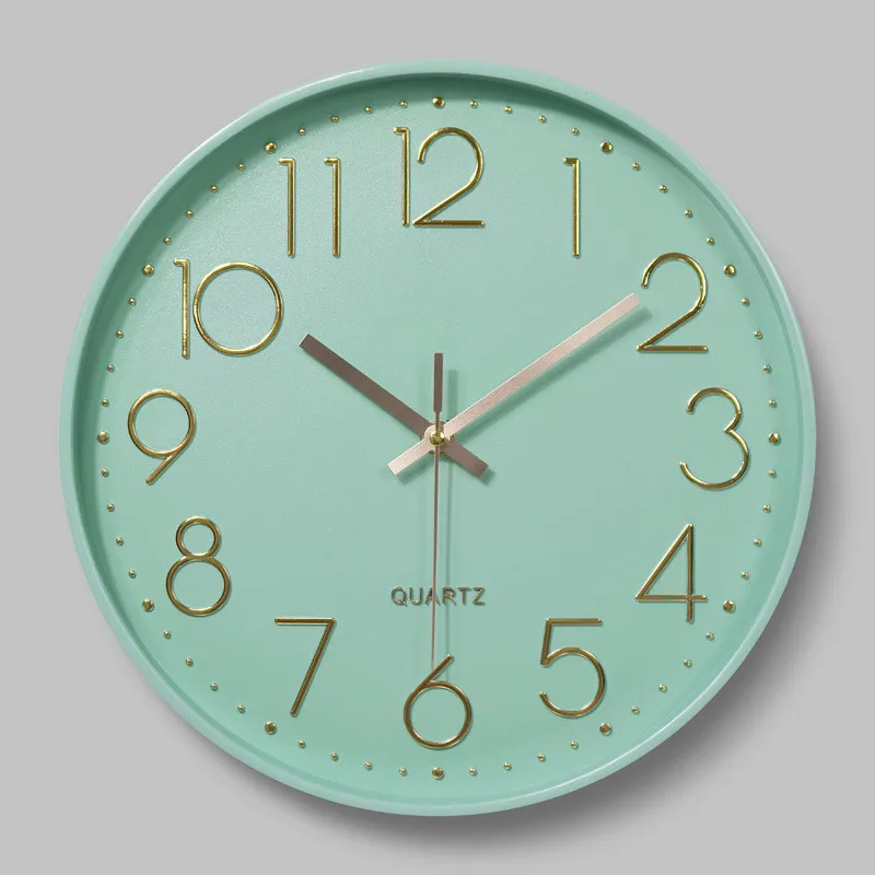 12-inch-Mint-Green-Nordic-Wall-Clock-Minimalist-Thick-Border-3D-Clocks ...